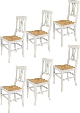 Tommychairs Tommychairs - 6er Set Stühle Artemisia für Küche und Esszimmer, Robuste Struktur aus lackiertem Buchenholz im Shabby Chic Stil, handwerklich antik beh
