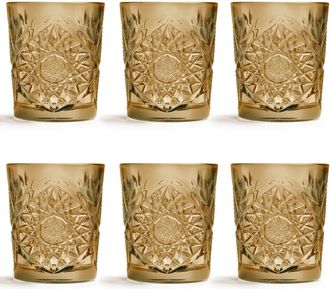 Libbey Trinkglas Hobstar Ocker - 355 ml / 35,5 cl - 6 Stück - Vintage-Design - spülmaschinenfest - hohe Qualität