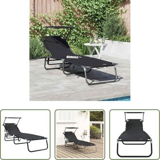 vidaXL vidaXL Sonnenliege Terrasse - Klappbare Sonnenliege Schwarz 190 x 57 x 81 cm Oxford