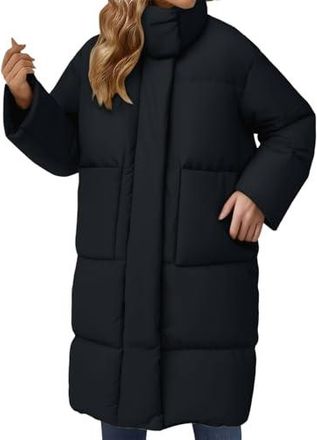 Generic Veste Hiver Femme Combinaison Ski Grande Taille Veste Décontractée En Coton Chaud Et Épais Pour Femme Taille Longue Style Européen Et Américain Mantea