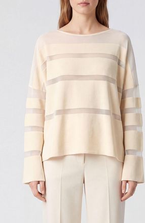Liviana Conti Transparentes Stricktop aus Schurwolle mit &uuml;berschnittenen Schultern