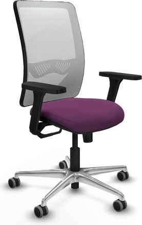 Piqueras y Crespo Zulema Lendenwirbelsessel mit 3D-Armlehnen, ausgestattet mit 3 Positionen und Schneideschaum, 65 mm Rollen, Parkett, Wei&szlig;/Violett