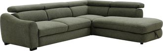 Vente-Unique Ecksofa mit Schlaffunktion - Ecke rechts - Textilstruktur - Gr&uuml;n - BESEMA