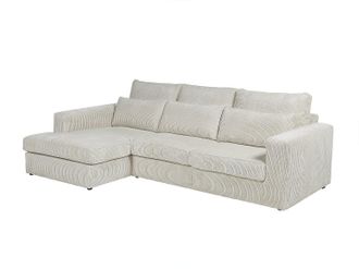 Vente-Unique Linkes Ecksofa aus beigefarbenem Cord - MONDOVI
