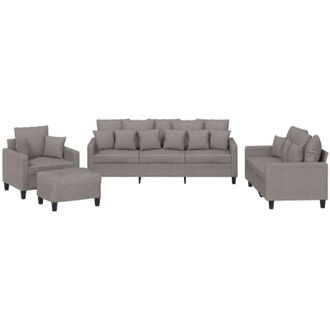 vidaXL 4-tlg. Sofagarnitur mit Kissen Taupe Stoff vidaXL