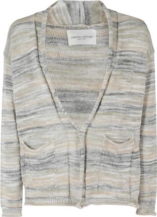 Roberto Collina Homme, Pulls, Gris, Taille: M Cardigan Mouline