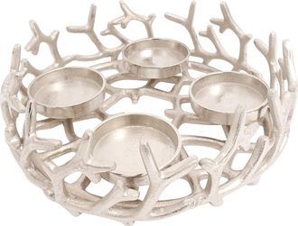 CB Home & Style Adventskranz Kerzenhalter Aluminium Silber Metall Durchmesser 29 cm Weihnachten