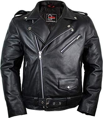 MDM Blouson Rockabilly Noir Cuir (XL)