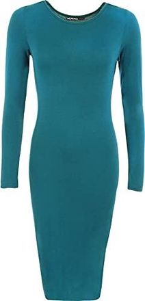 WearAll Flirty Wardrobe Robe bodycon &agrave; manches longues pour femme Uni Taille 44-54, bleu sarcelle, 44/46/grande taille
