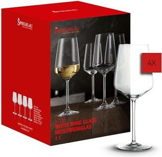 Spiegelau Weißweingläser 4er Set, 440 ml, Style, 4670182, Weinglas aus Kristallglas, spülmaschinenfest