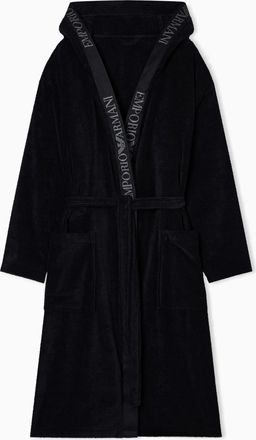 Emporio Armani Herren Sponge Bathrobe Bademantel, Schwarz, M