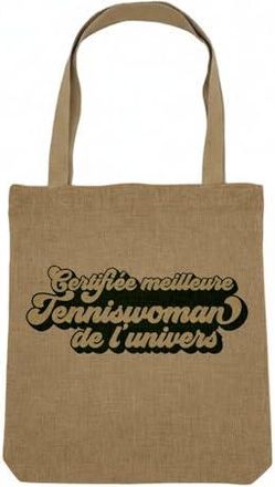 Fabulous Sac Shopping Tote Bag Aspect Lin - Certifi&eacute;e meilleure Tenniswoman de lunivers Sport Tennis Raquette - Sac de Courses Toile Epaisse 360g Beige Naturel