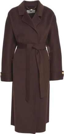 Elisabetta Franchi Femme, Manteaux, Brun, Taille: 44 FR Manteau en tissu double mélange de laine