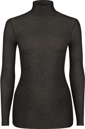 Nur Die Light Rollkragen Longsleeve mit Kaschmir Oberteil Leicht Warm Weich Langärmlig Elegant Langarm-Unterhemd Pull-Over, Noir, L Femme