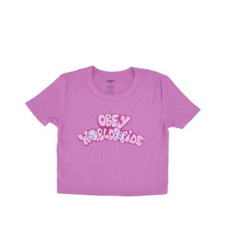 Obey Schmetterling Cropped T-Shirt - - Tops - Damen - Lila - M