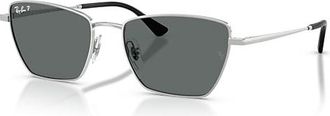 Ray-Ban Drea Bio-based Sonnenbrillen Silber Fassung Grau Glas Polarisiert 53-18