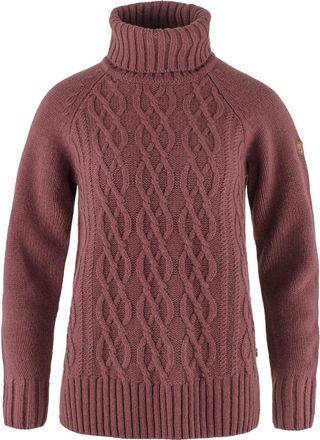 Fj&auml;llr&auml;ven Damen &Ouml;vik Cable Knit Roller Neck Sweatshirt, Mesa Purple, XXS