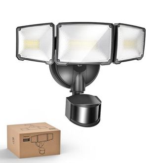 Philips Sécurité lampe LED 24W 3500LM avec Détecteur de Mouvement PIR Extérieur, 5000K Lumière Jour Crépuscule-à-Aube, 3 Têtes Orientables, Étanche pour Garag