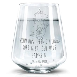 Mr. & Mrs. Panda Trinkglas Einhorn Pilz - Geschenk, Becherglas, Spruch, Wasserglas, Borosilikatglas, Set, Unicorn, Pilze, Einh&ouml;rner, Dekoglas, Motivation