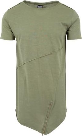 Urban Classics Long Open Edge Front Zip Tee, T- T-Shirt Homme, Vert-Gr&uuml;n (lightolive 729), XXL