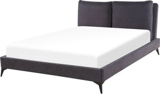 Beliani Elegantes Polsterbett in Dunkelgrau Chenille Stoff mit Lattenrost 160 x 200 cm Melle