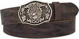 MGM Ceinture unisexe avec ceinture de cerf, gris-argent vieilli 115, Gris-argent vieilli, 115 cm