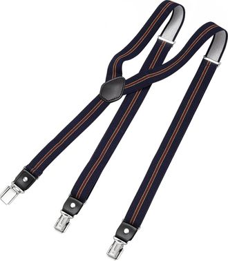 DonDon Hosentr&auml;ger Herren mit Streifen schmal 2,5 cm - Extra starke Clips f&uuml;r Anzug - Hosentr&auml;ger Herren extra stark - Ideal f&uuml;r M&auml;nner oder Damen Rockabilly