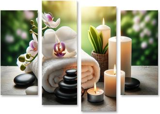 Islandburner Bild auf Leinwand Entspannung Kerzen Spa Relax Oase Orchidee Steine Wellness Kunst Bilder Wandbilder Poster