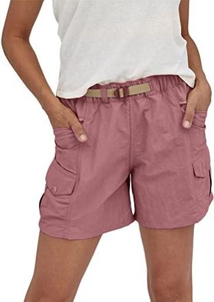 ORANDESIGNE Shorts Cargo Femme Été Léger Taille Elastique Pantalons Court Taille Haute Fermeture éclair pour Randonnée Golf Loisir Safari avec Multi-Poches C Rose