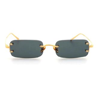 Linda Farrow Rechteckige Sonnenbrille- gelbes Gold/gr&uuml;ne Linse - - Accessories - Damen - Gelb - 58 MM