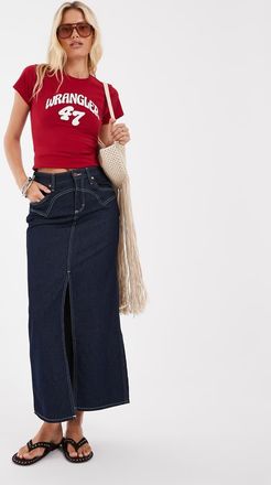 Wrangler Western-Midirock aus Denim in Dunkelblau