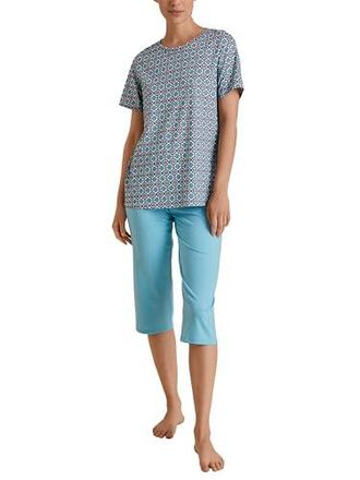 CALIDA Spring Nights Ensemble de Pijama, Opaque, Bleu Topaze, 46-48 Femme