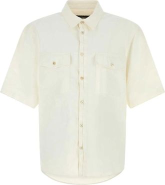 Dsquared2 Homme, Chemises, Blanc, Taille: 3XL Chemise &agrave; Manches Courtes en Lin