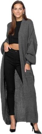 Elara Cardigan Long pour Femme en Taille Oversize ZA12 DK.Grey
