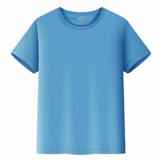 Generic T-shirt dentra&icirc;nement pour homme, haut de course pour homme, t-shirt de sport, col rond, t-shirt de gym, manches courtes, bleu ciel, XXL