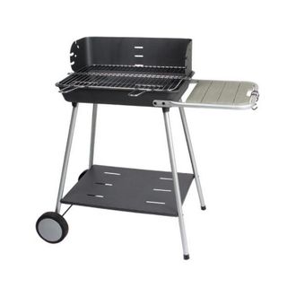 Somagic Somagic - Barbecue &agrave; charbon de bois avec tablette en bois Noir 93.5x54.5x89 cm