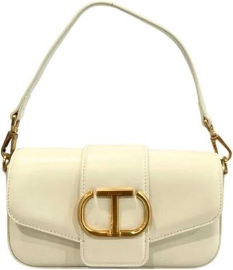 Twinset Femme, Sacs, Blanc, Taille: ONE Size Sac bandouli&egrave;re en cuir avec boucle dor&eacute;e