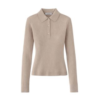 Max Mara Gestreiftes Kaschmir-Poloshirt - - Knitwear - Damen - Beige - S