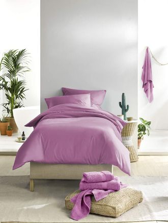 De Witte Lietaer Olivia Bettwäsche in Satin-Qualität aus gekämmter Baumwolle, Flieder/Smoky G, 140 x 200, 2