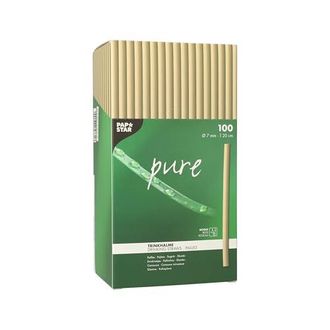 Papstar 100 Trinkhalme Schilf pure &Oslash; 7 mm &middot; 20 cm
