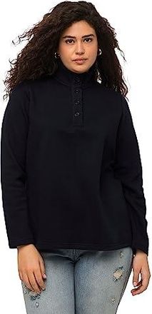 Ulla Popken Female Sweatshirt, Strick-stehkragen, Kn&ouml;pfe, Langarm Maillot De Surv&ecirc;tement, Bleu Marine, 48-50 EU