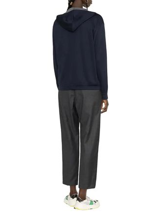 Brunello Cucinelli Monili Chain Detail Hooded Sweatshirt - Navy
