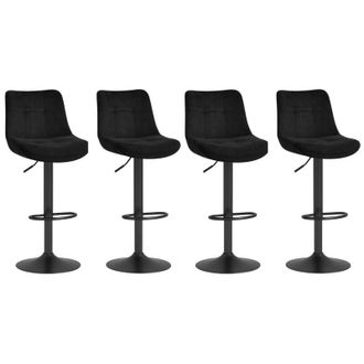 Vasagle Tabourets de Bar, Lot de 4, Chaises de Cuisine, en Velours, Si&egrave;ge Pivotant &agrave; Hauteur R&eacute;glable, avec Dossier et Repose-Pieds, Salle &agrave; Manger