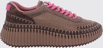Chlo&eacute; Nama Low-Top Plateau-Sneakers aus Veloursleder und Mesh