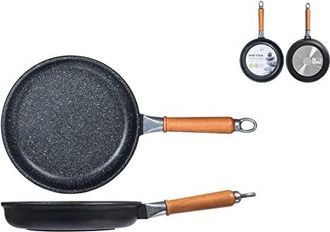 hOme Home Pietra Bratpfanne Niedrig Antihaft mit Griff, Schwarz, 24 cm