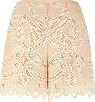 Elie Saab Macram&eacute; Embroidery Shorts - Cream