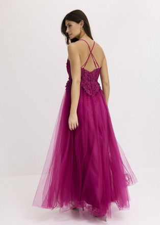 Bonprix Abendkleid f&uuml;r festliche Anl&auml;sse, aus T&uuml;ll mit Spitze, figurbetont, Maxi-L&auml;nge