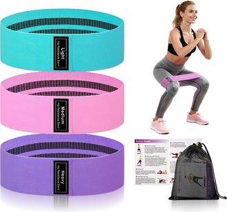 MÜKA 3er Set Widerstandsbänder Set Stoff Stretchbänder in 3 Stärken Yoga Elastische Schlaufenbänder Resistance Bands für Krafttraining
