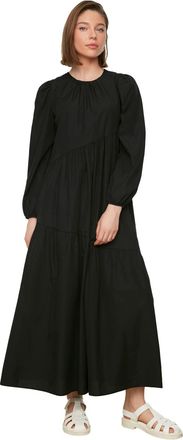 Trendyol Damen Shrew Detailed Round Collar Poplar Away Dress, Schwarz, 34 EU