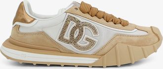 Dolce & Gabbana Nylon and suede sneakers with rhinestone DG logo - DOLCE & GABBANA - gender_Woman